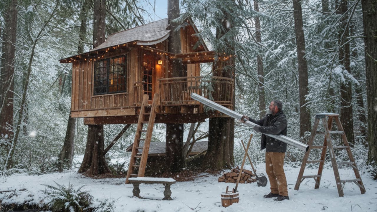 Building a Cozy Treehouse Cabin for Winter Living – bravewildernesslife