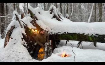 Building a Warm Secret House Underground, Cozy Dugout for Survival ...