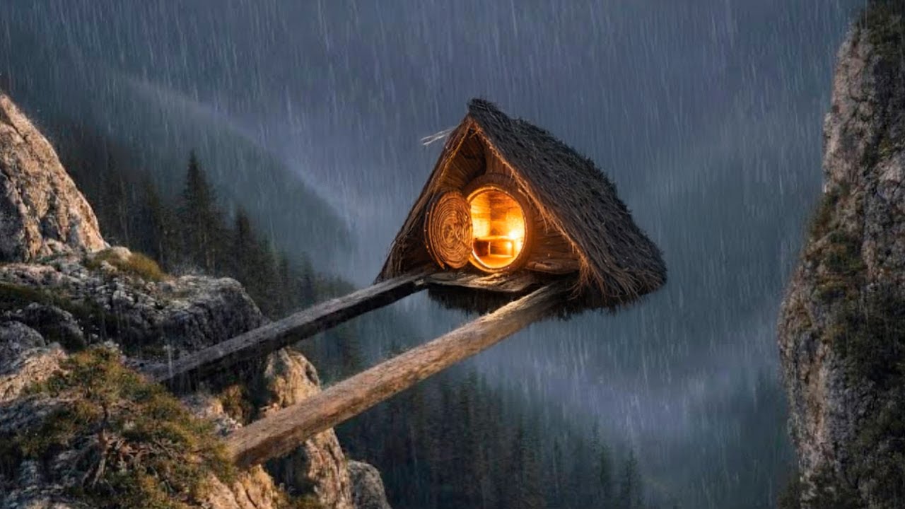 Building a Warm Log Cabin with a Clay Stove — Cozy Hidden Shelter ...